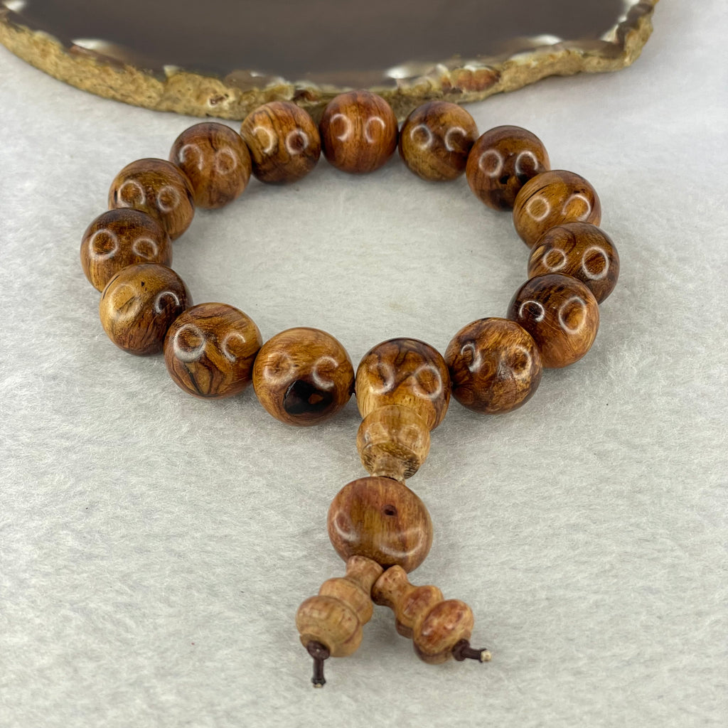 Natural China Hainan Huang Hua Li Beads Bracelet 海南黄花梨 24.24g 15.1mm 15 ...