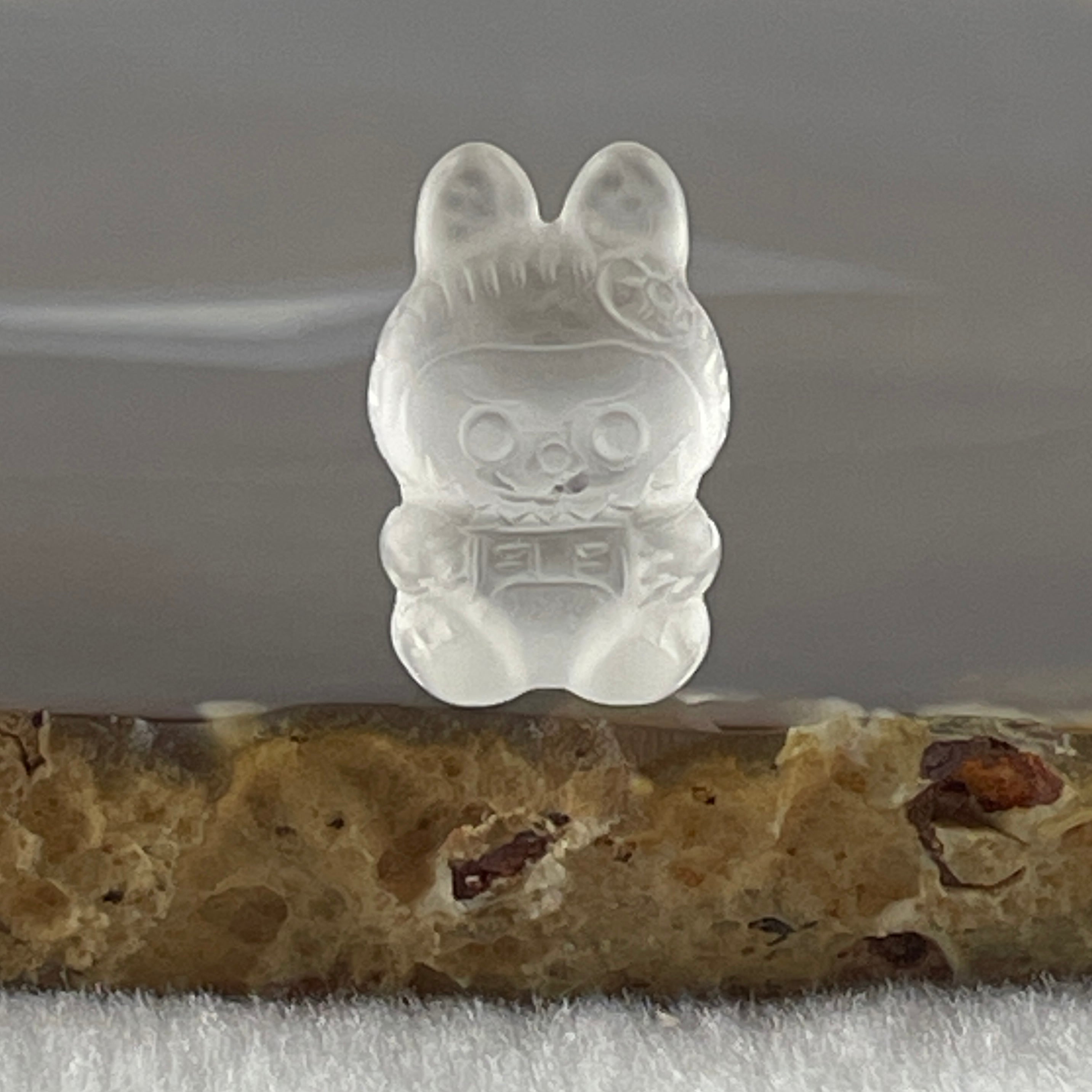 Natural Matt Clear Quartz Labubu Charm Display 3.15g 8.8 by 12.3 by 10