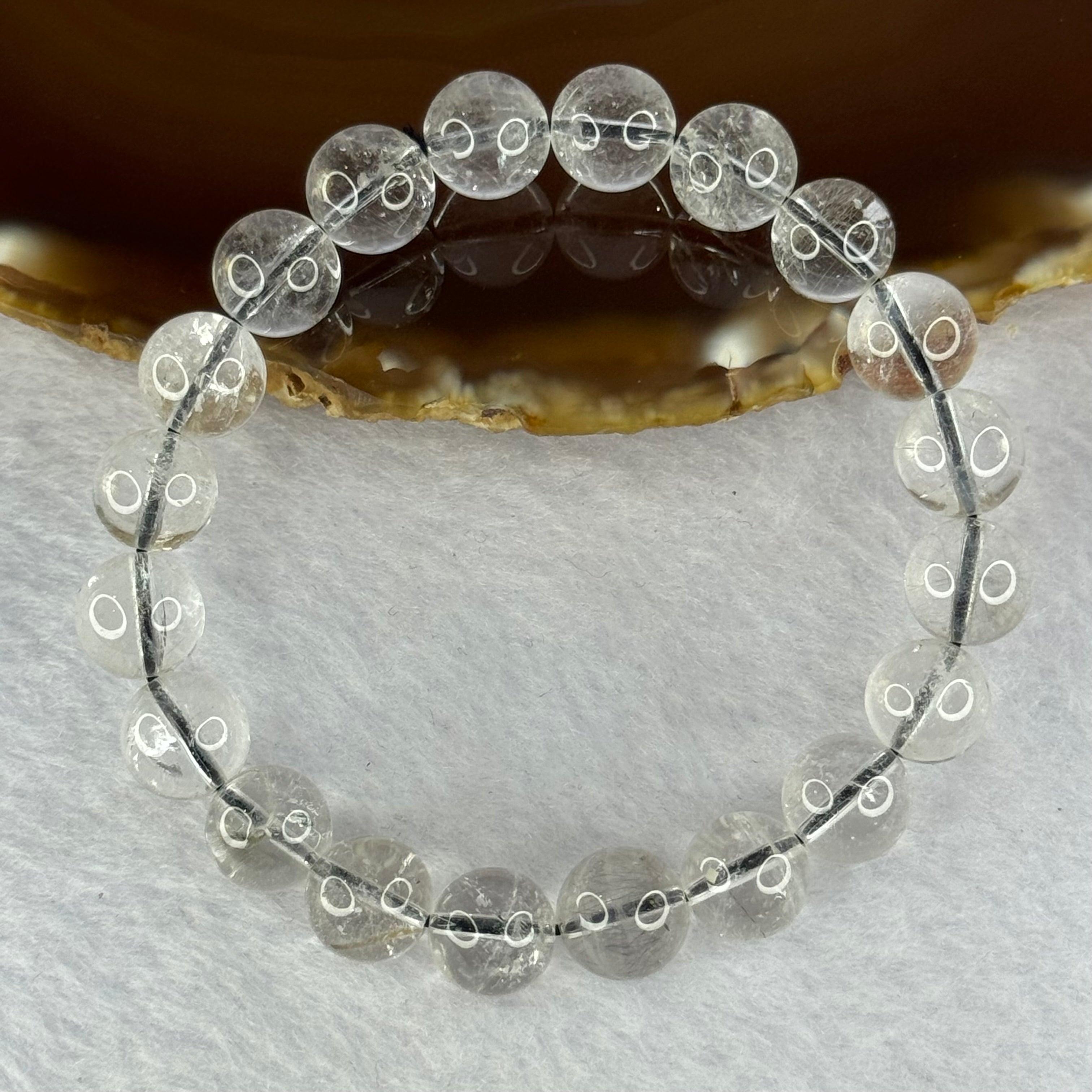 Natural Titanium Rutilated Clear Quartz 24.44g 16.5cm 9.7mm 20 Beads