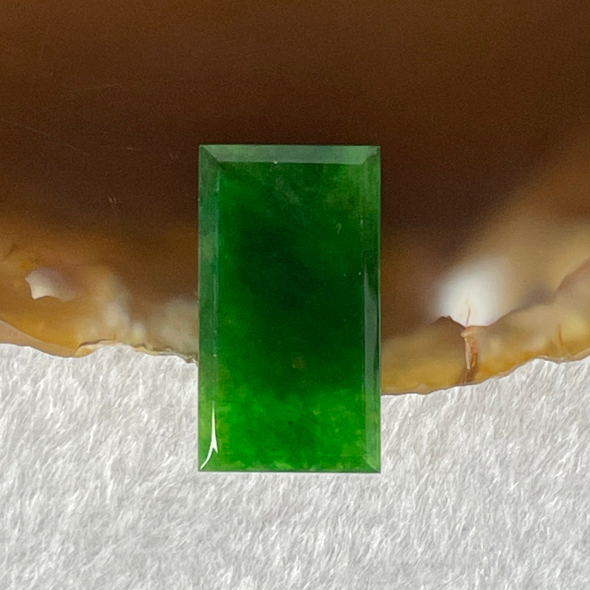 Rare Good Grade Type A Old Mine Spicy Green Jadeite Rectangle Wu Shi P