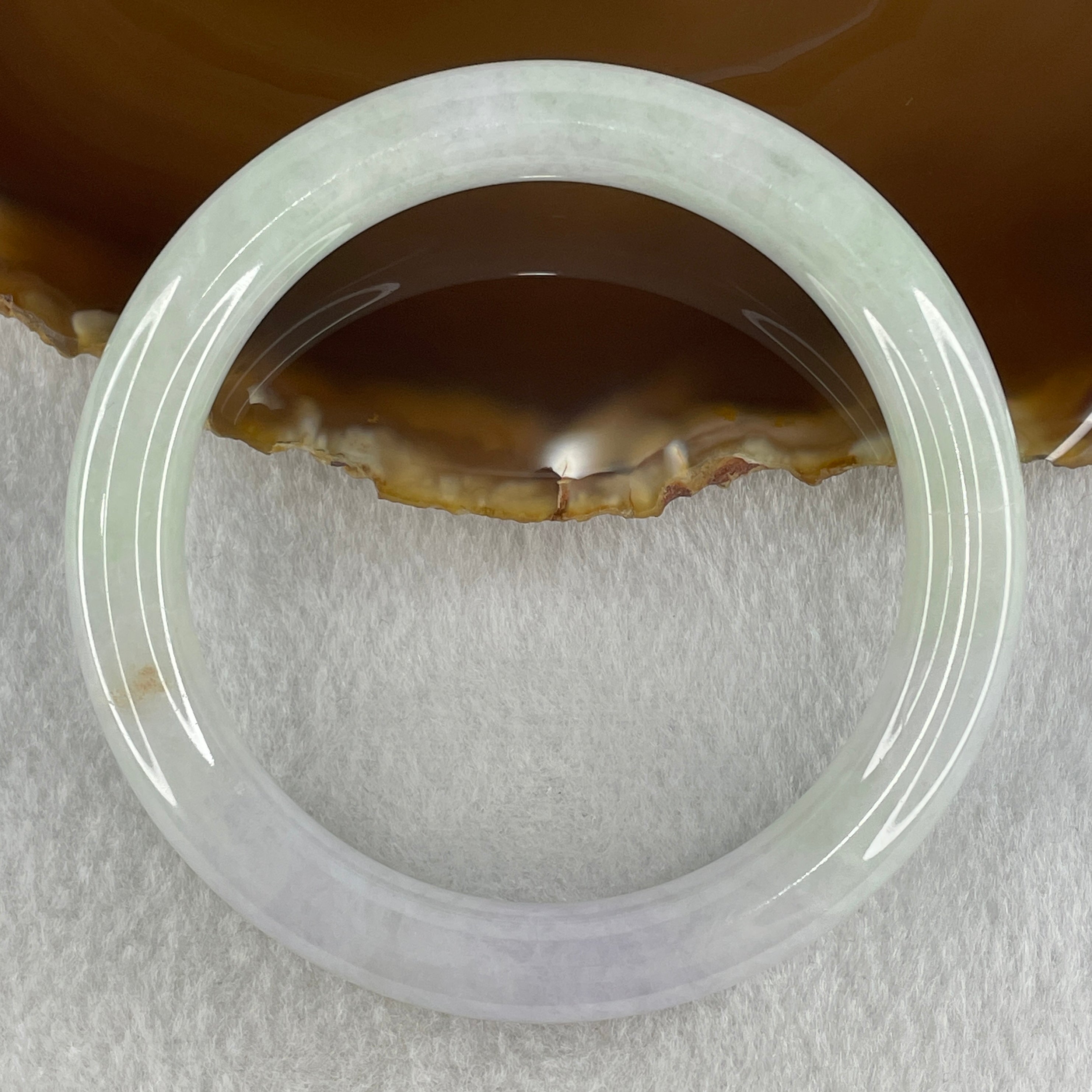 Type A Natural Jelly Light Green Light Lavender Jadeite Bangle 53.06g
