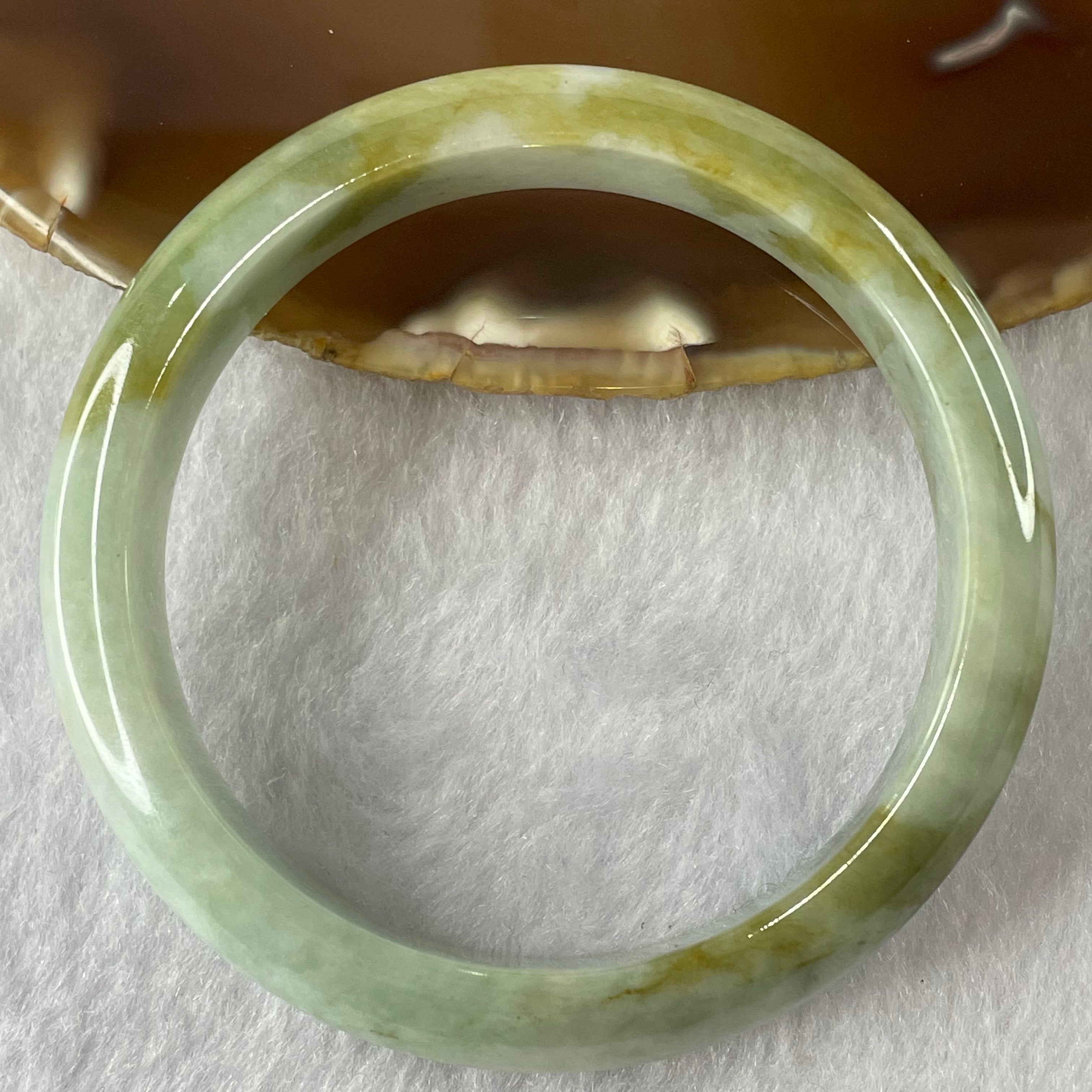 Certified Type A Green and Yellow Jade Jadeite Bangle 47.32g inner Dia