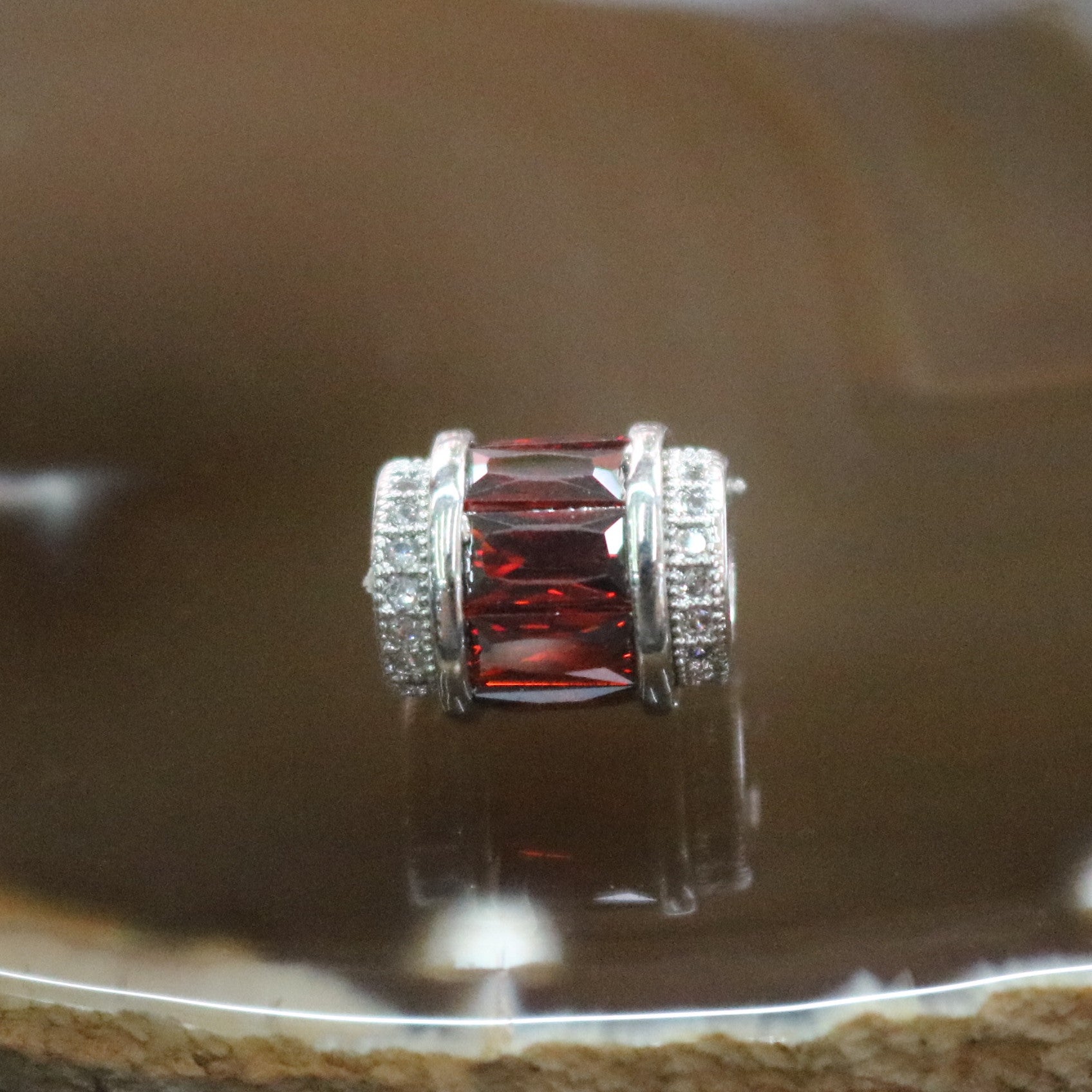 Sliver Plated Copper Red Crystal Charm | Huangs Jadeite and Jewelry Pte Ltd