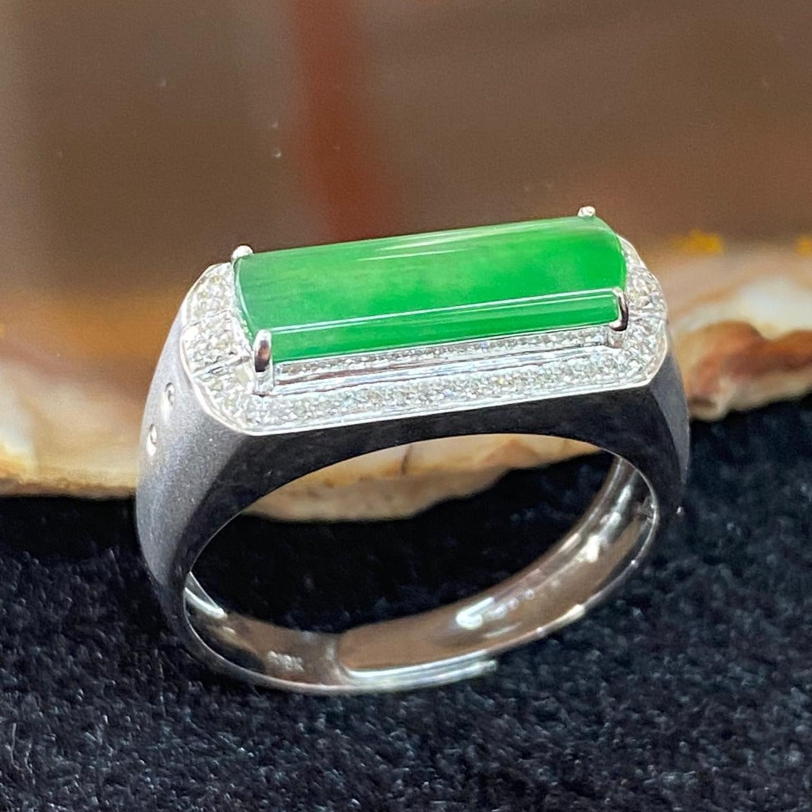 Type A Burmese Jade Jadeite 18k White Gold singapore chinatown feng shui