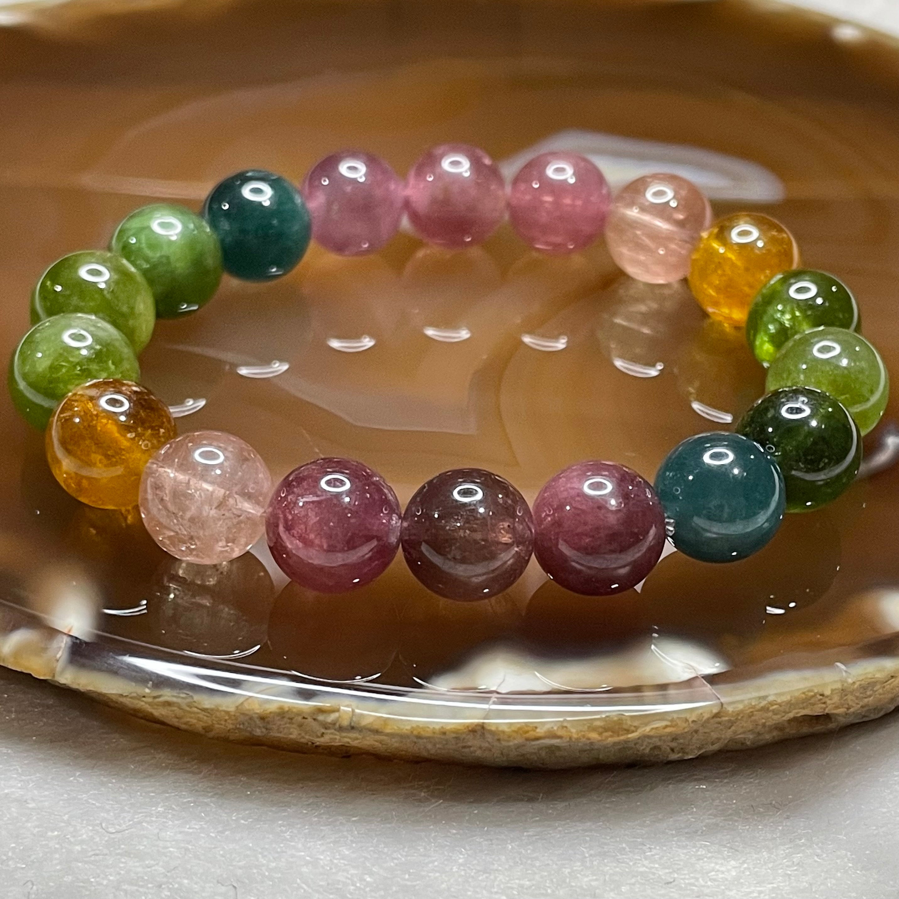 Natural Tourmaline Crystal Bracelet 电气石 34.21g 10.5mm/bead 18 beads 16